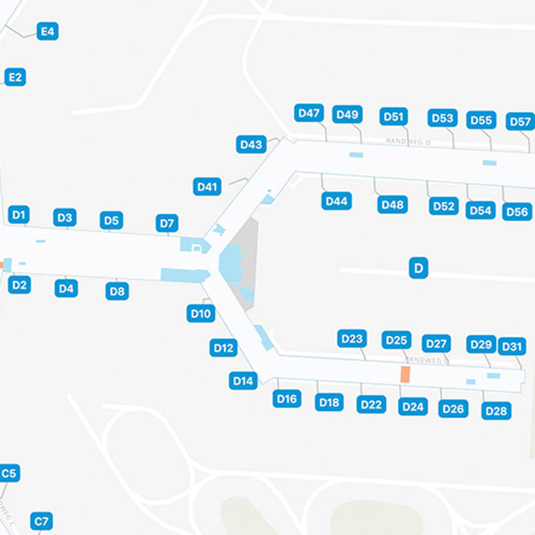 Amsterdam Schiphol Airport AMS Concourse D Map