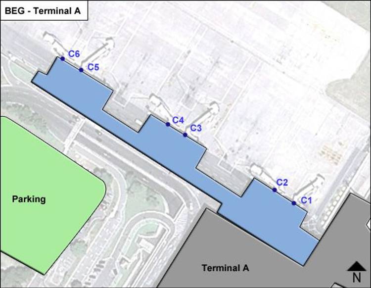 Belgrade Nicola Tesla Airport BEG Terminal A Map