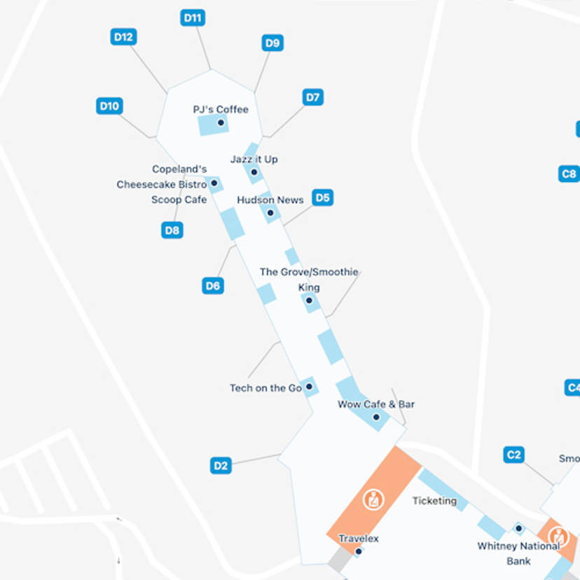 New Orleans Louis Armstrong Airport MSY Concourse C Map