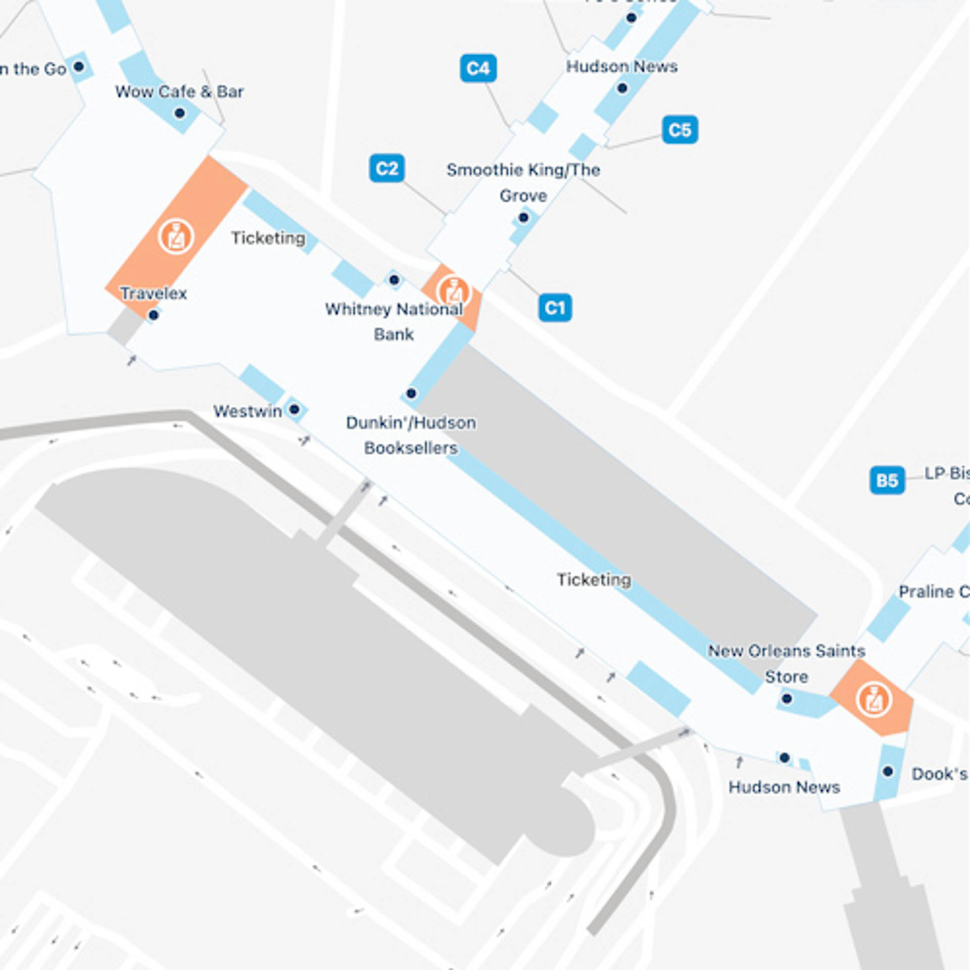 New Orleans Louis Armstrong Airport MSY Concourse C Map