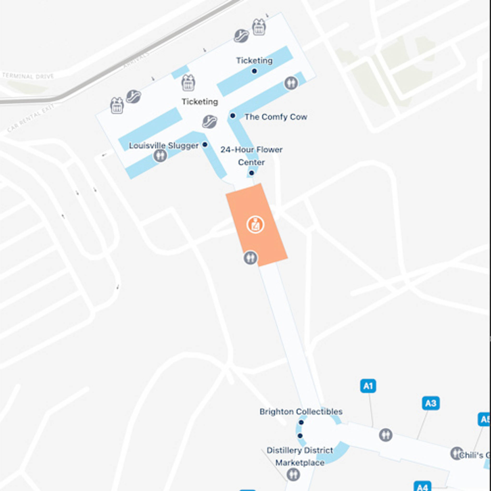 Louisville Airport SDF Concourse A Map