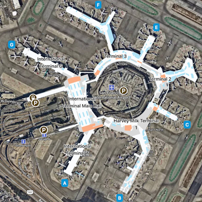 San Francisco Airport Map | SFO Terminal Guide