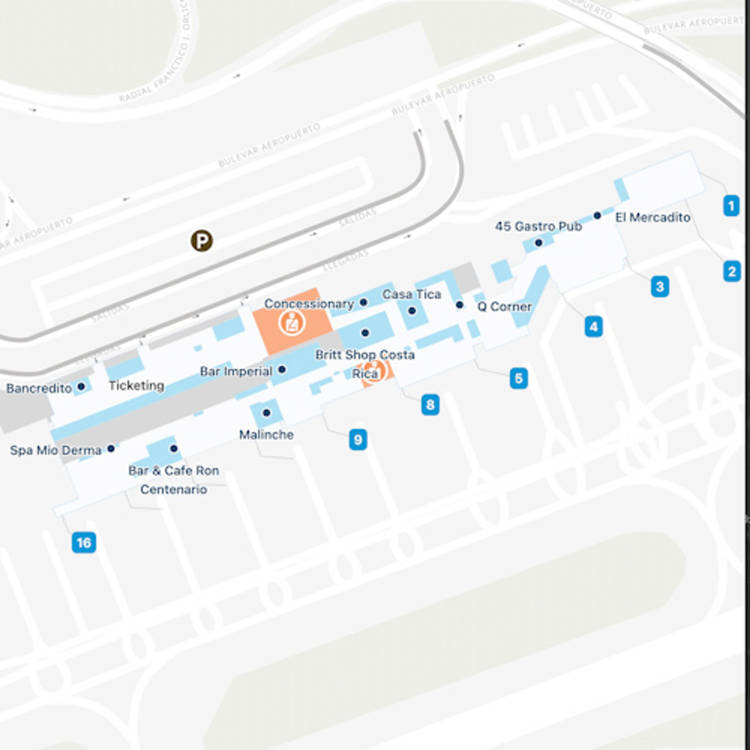 San Jose Santamaria Airport Map | SJO Terminal Guide