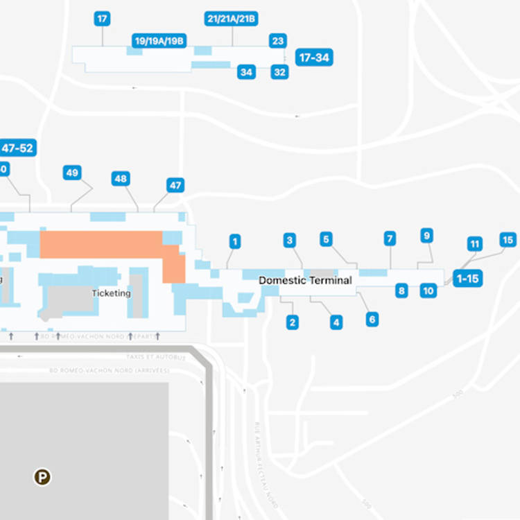 Montreal Trudeau Airport YUL Domestic Area Map