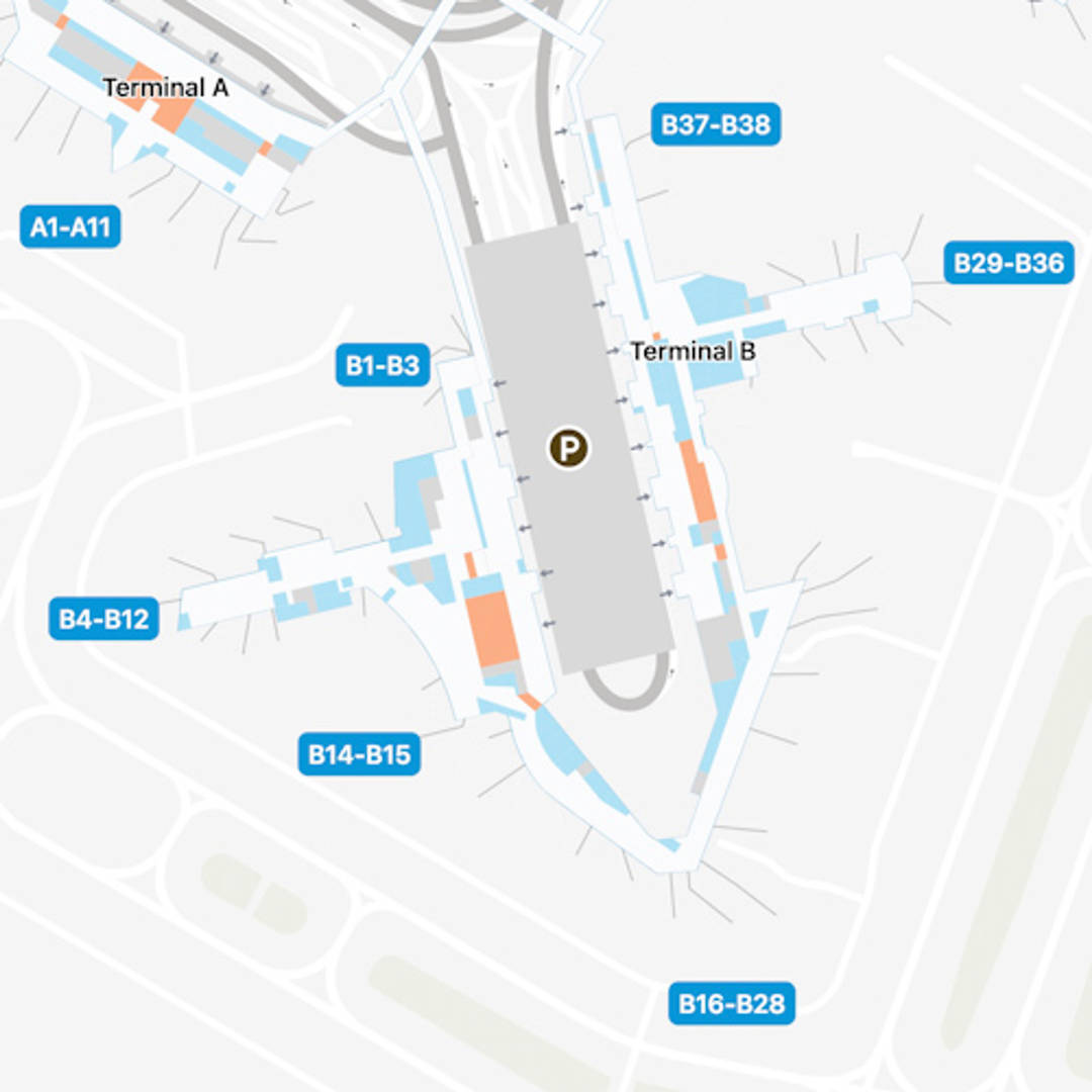 Boston Logan Airport Terminal B Map & Guide