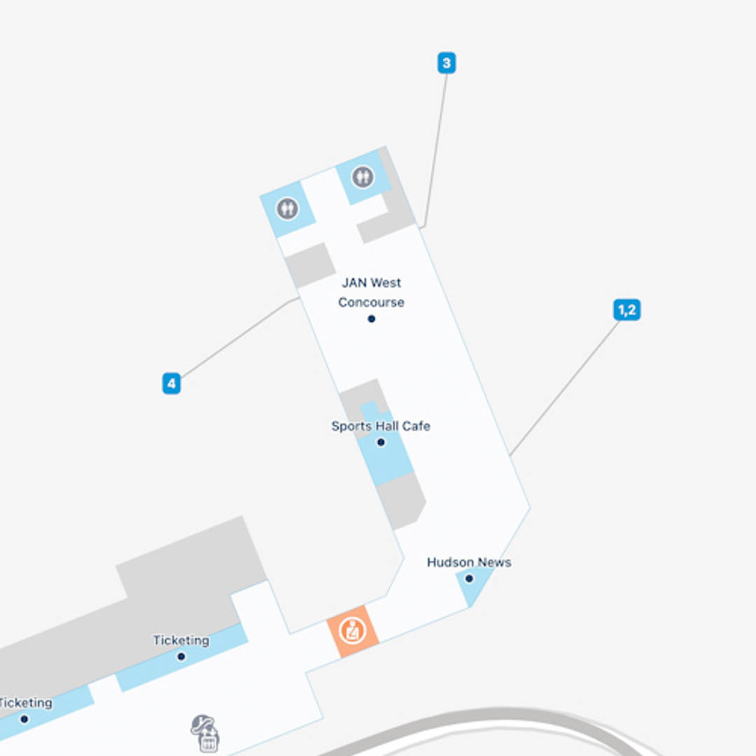 Jackson Evers Airport East Concourse Map & Guide