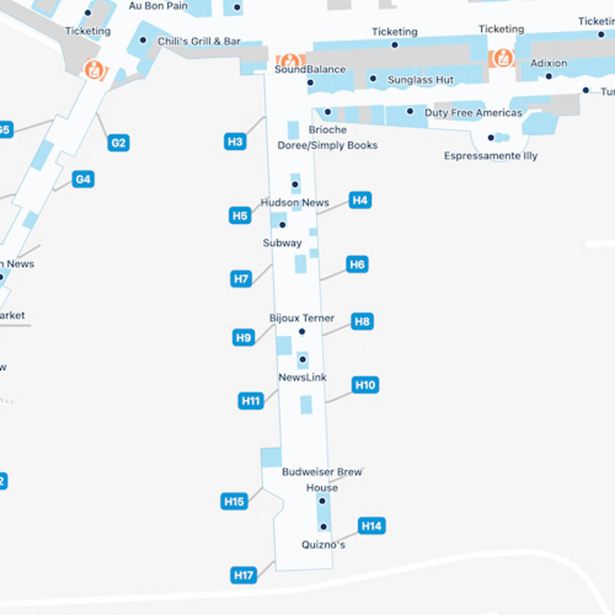 Miami Airport Concourse H Map & Guide