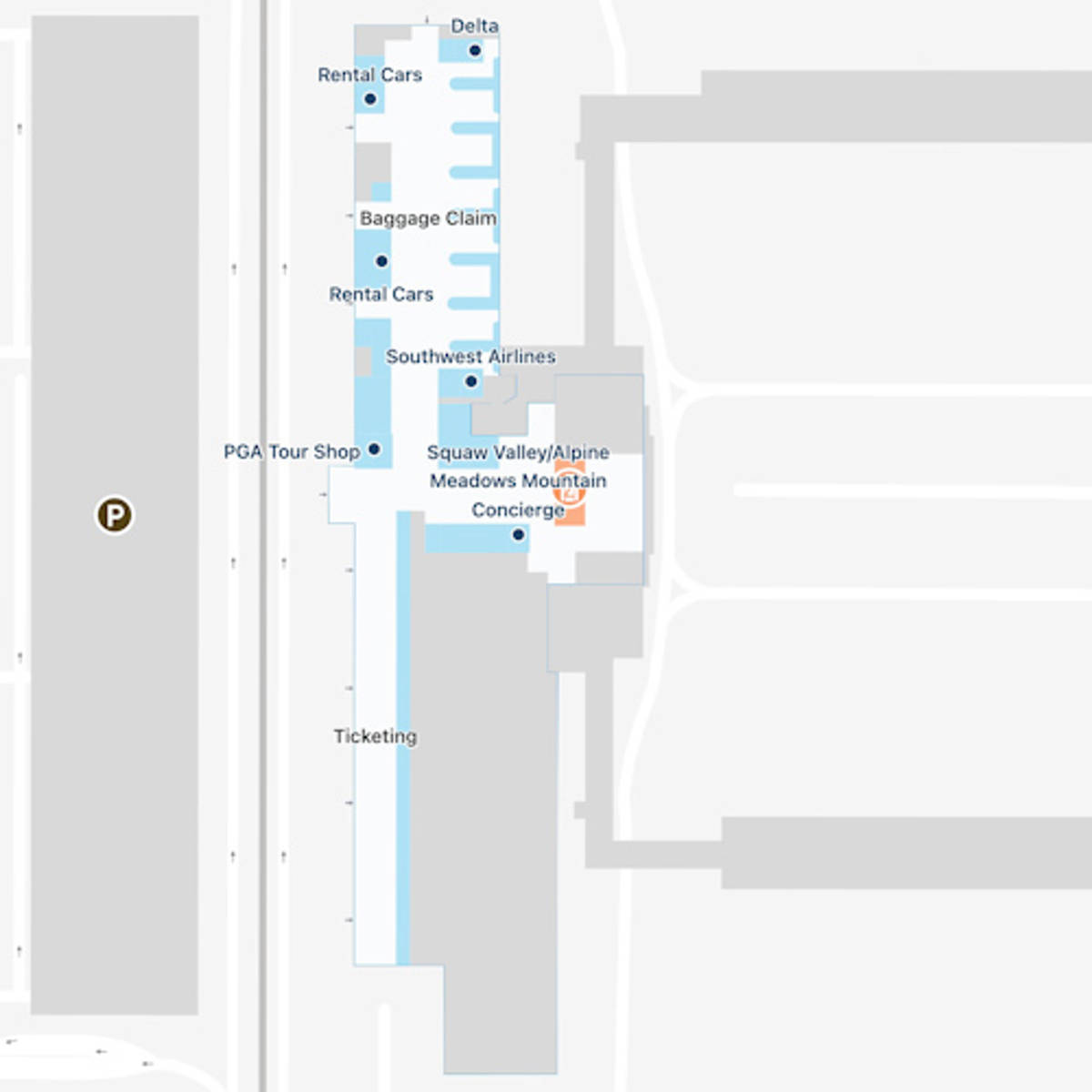 Reno Tahoe Airport RNO Concourse B Map