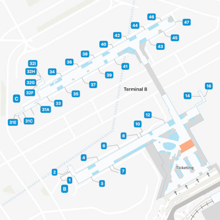 New York Kennedy Airport Terminal 8 Map & Guide