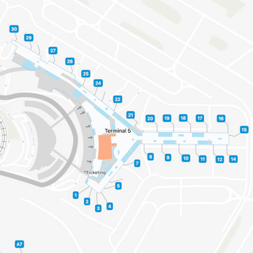 New York Kennedy Airport Terminal 5 Map & Guide
