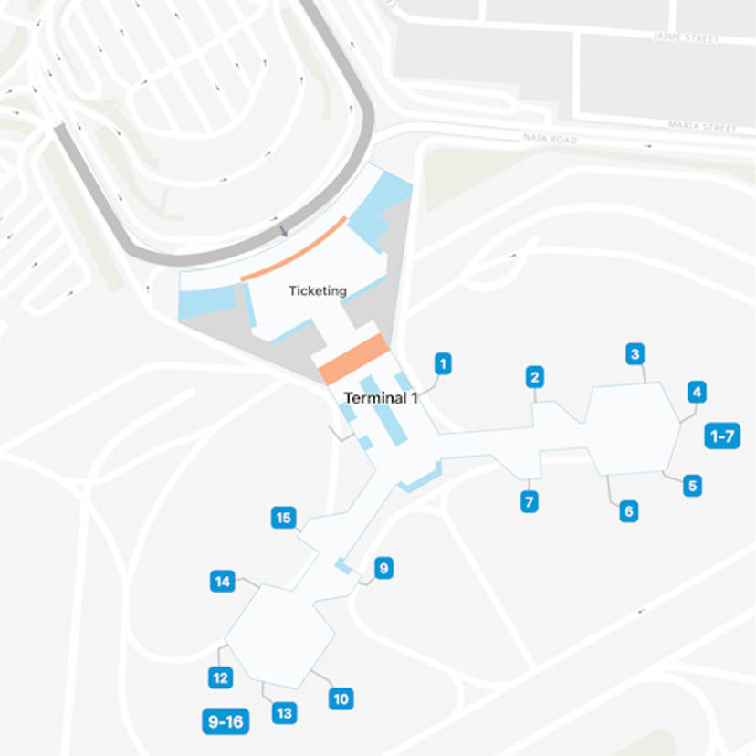 Manilla Airport Terminal 1 Map & Guide